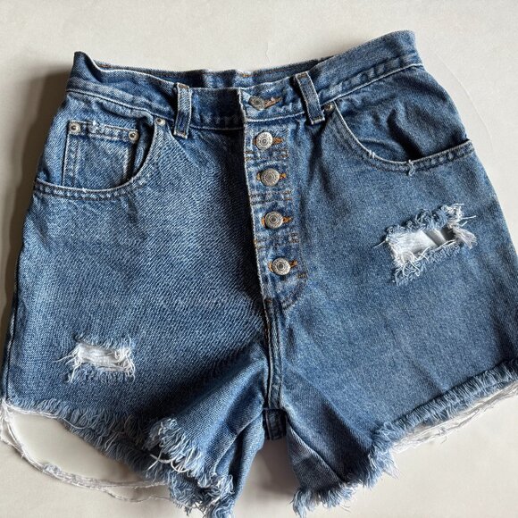 Jordache | Shorts | Vintage Jordache Basics Button Fly Distressed Jean ...
